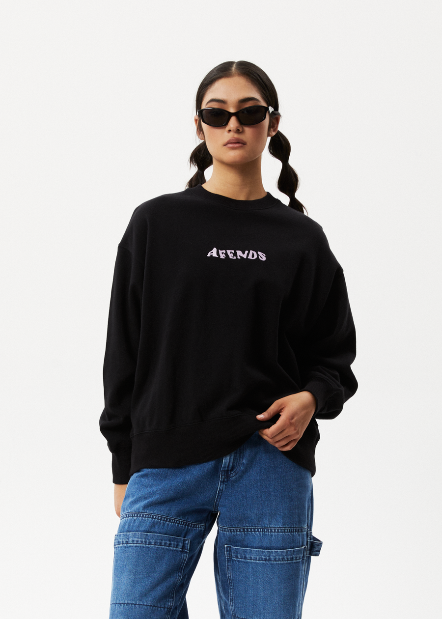 AFENDS Womens Lilah - Crew Neck Jumper - Black - Afends AU.