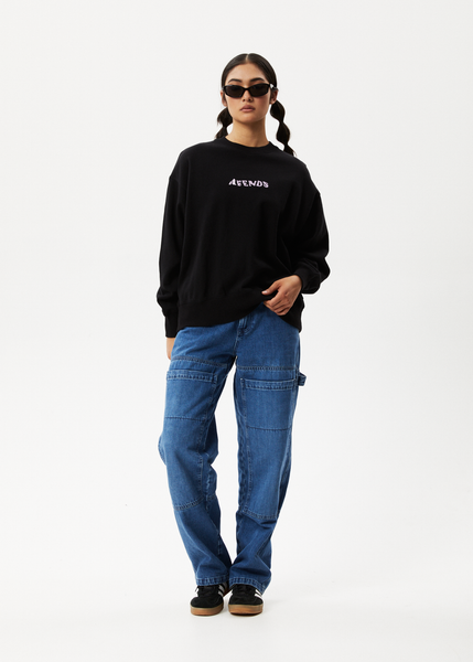 AFENDS Womens Lilah - Crew Neck Jumper - Black - Afends AU.