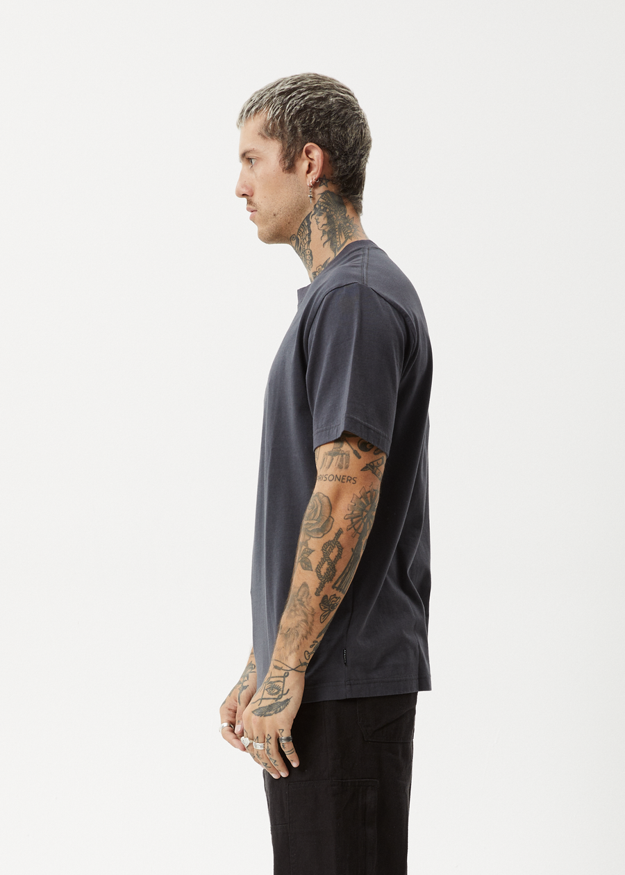 AFENDS Mens Vinyl - Retro Fit Tee - Charcoal - Afends AU.