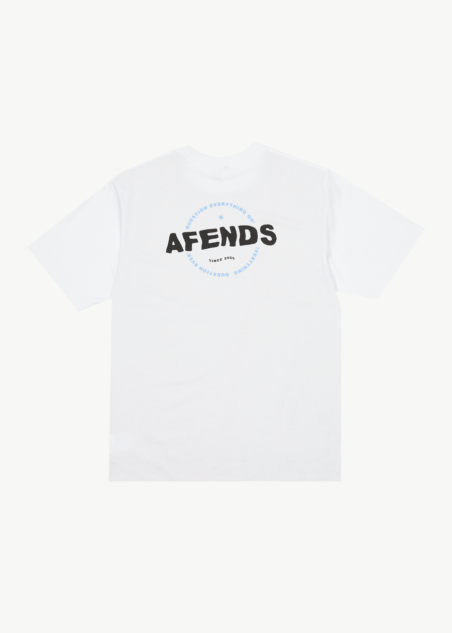 AFENDS Mens Questions - Graphic Retro T-Shirt - White - Afends AU.