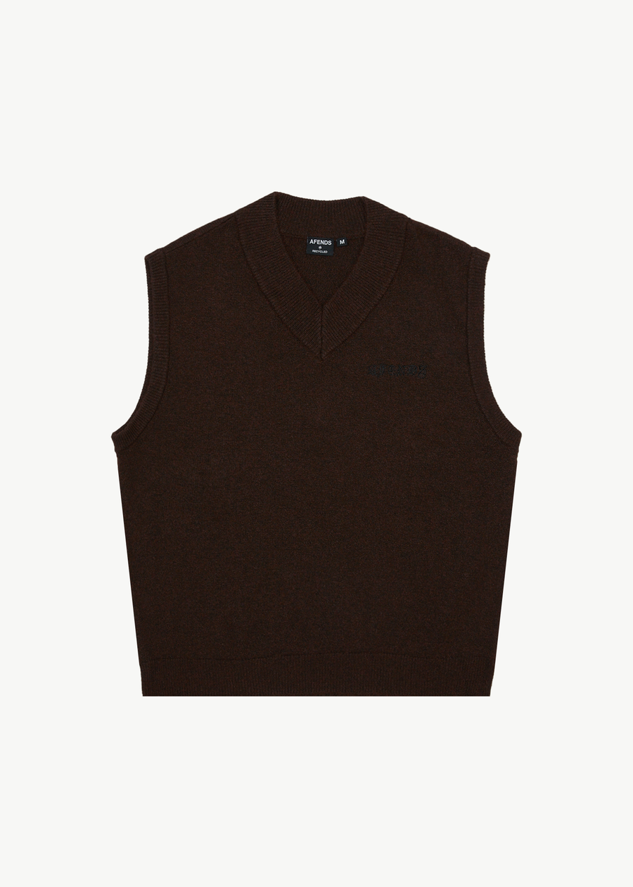 AFENDS Mens Gothic - Knit Vest - Coffee - Afends AU.