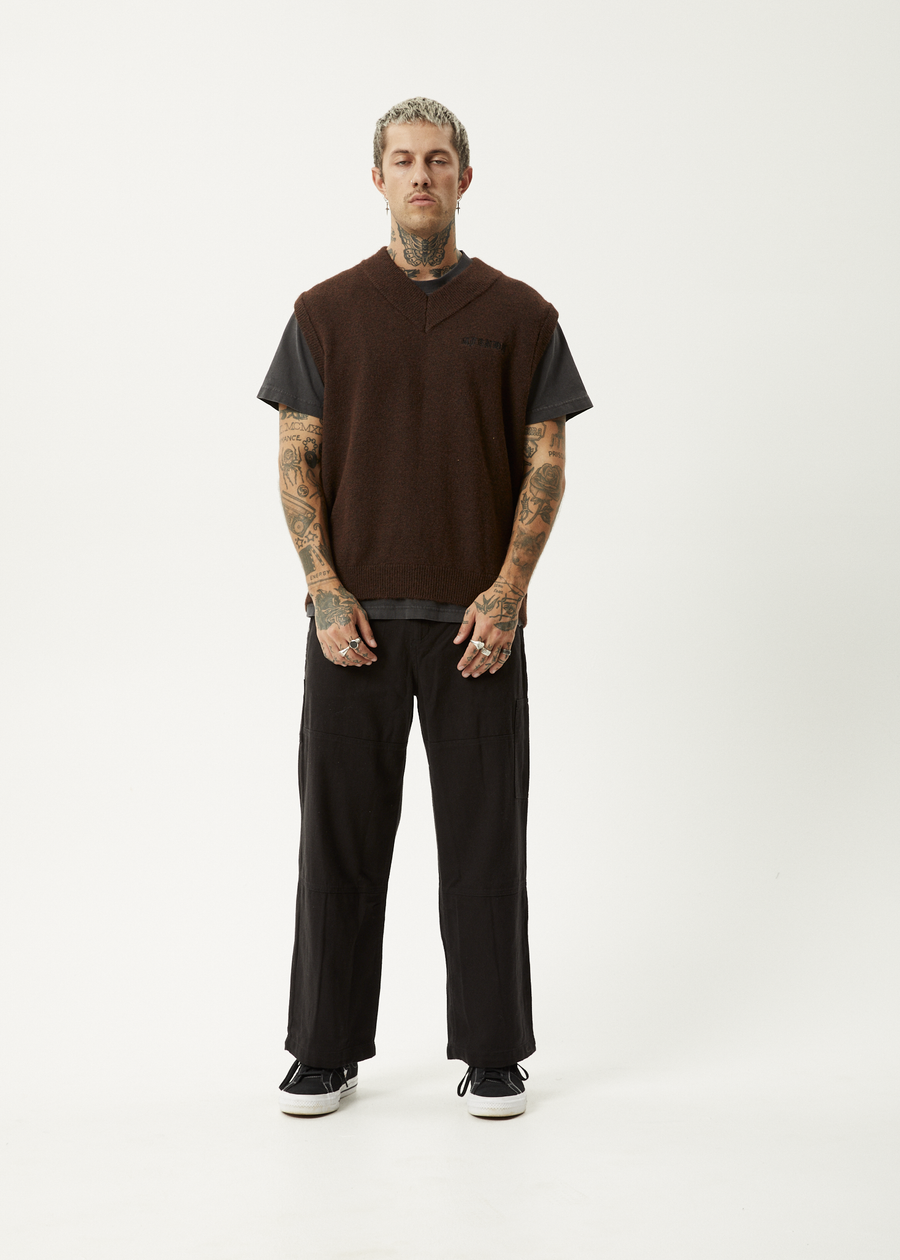 AFENDS Mens Gothic - Knit Vest - Coffee - Afends AU.