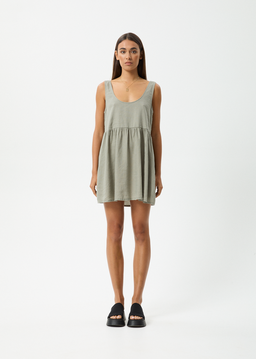 AFENDS Womens Jesse - Mini Dress - Olive - Afends AU.
