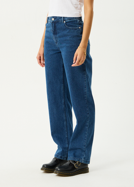 AFENDS Womens Leila - Straight Leg Jean - Authentic Blue
