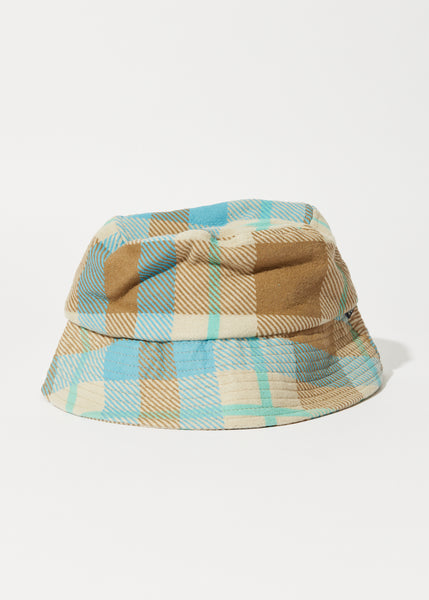 Afends Unisex Millie - Hemp Reverse Fleece Bucket Hat - Tan Check ...