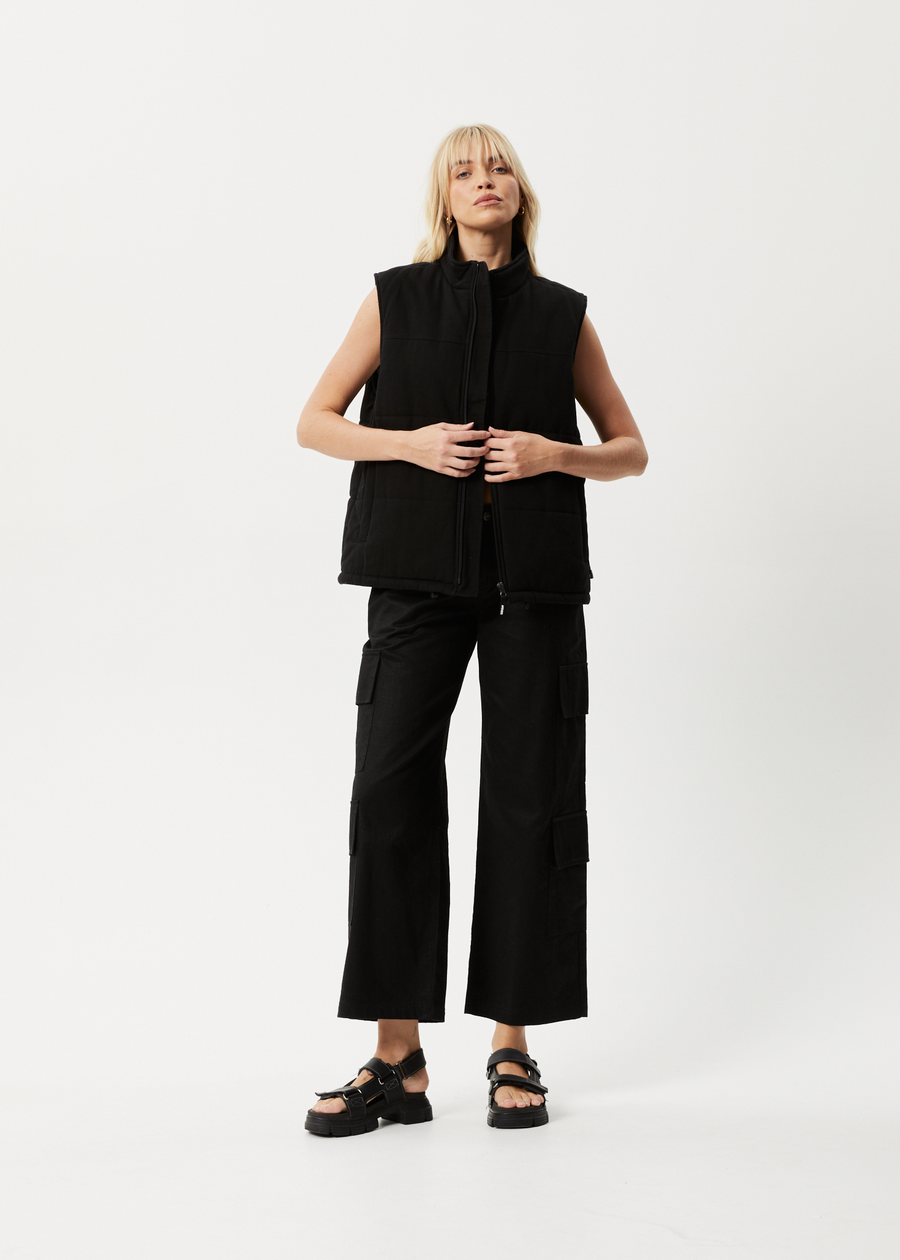 AFENDS Midnight - Puffer Vest - Black - Afends AU.