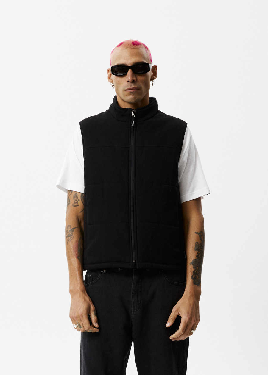 AFENDS Midnight - Puffer Vest - Black - Afends AU.
