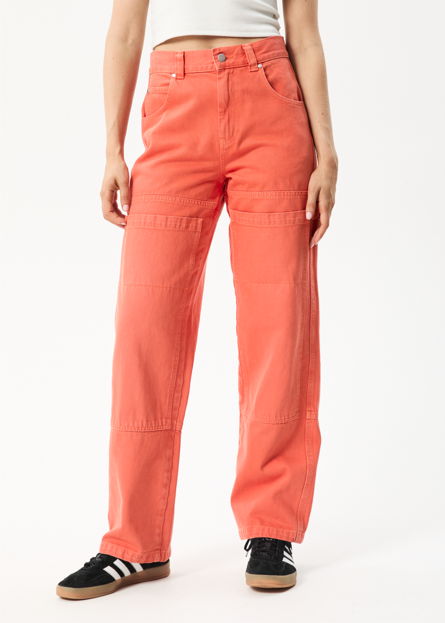 AFENDS Womens Moss - Denim Carpenter Jeans - Faded Orange - Afends AU.