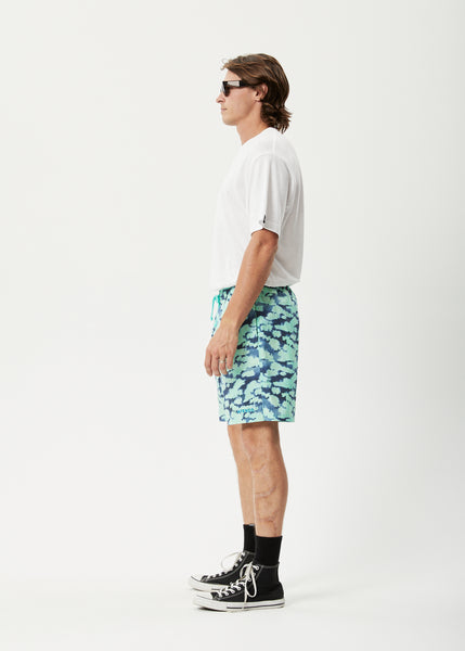 AFENDS Mens Baywatch Liquid - Elastic Waist Short - Jade Floral