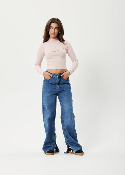 Afends Womens Daze Iconic - Hemp Ribbed Long Sleeve Top - Lotus ...